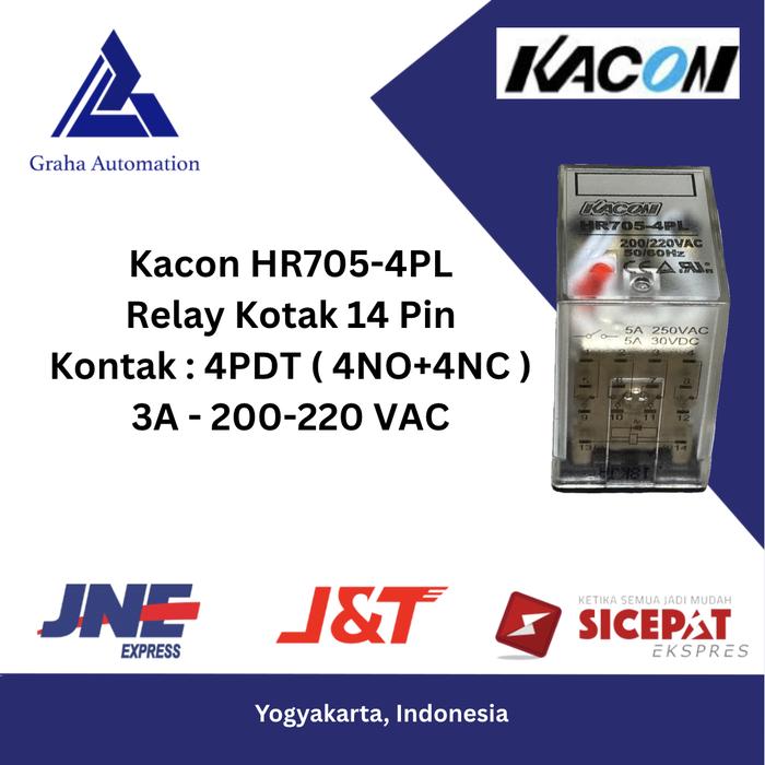 Jual Kacon HR705-4PL Relay Kotak 14 Pin Kontak : 4PDT ( 4NO+4NC ) 3A ...