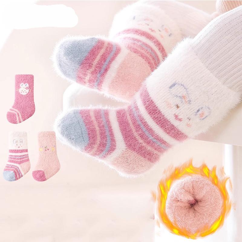 3 Pairs/Lot Winter Warm Baby Socks Cartoon Rabbit Newborn Girl Boy Mid ...