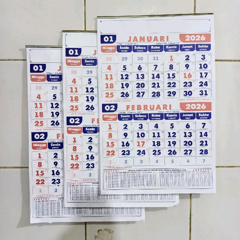 Kalender Kerja Dwi Bulan Tahun 2026 Ukuran 32 x 48 cm - Kertas 6 Lembar ...