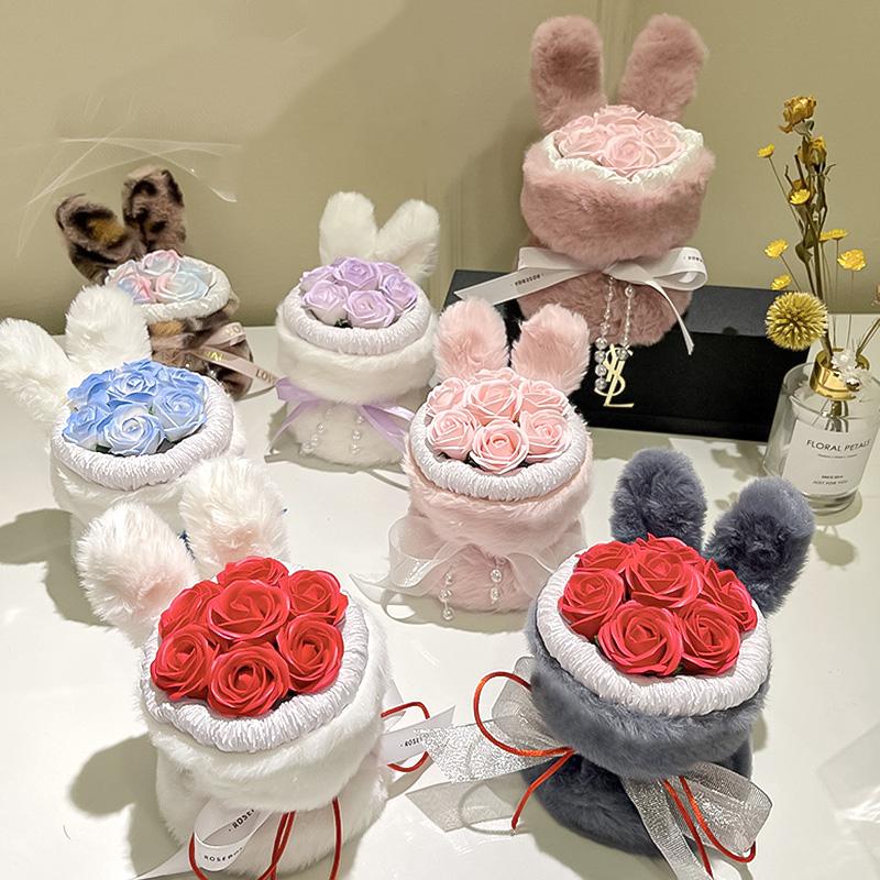 Mini Finished Rabbit Hugging Bucket Graduation Gift for Girlfriend ...