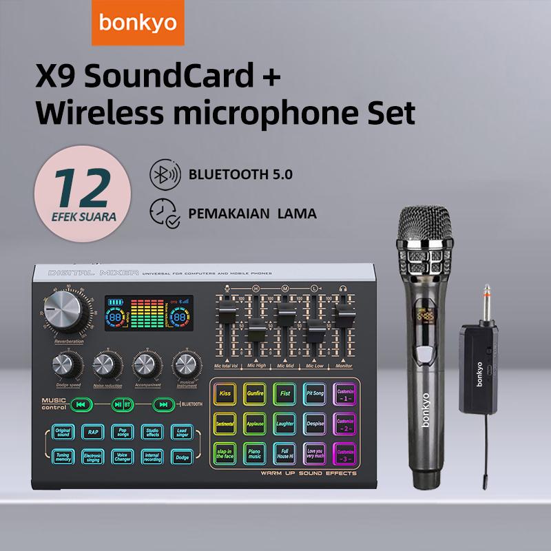 Bonkyo X9 Soundcard 48V + Wireless Microphone All-in-One XLR - TikTok ...