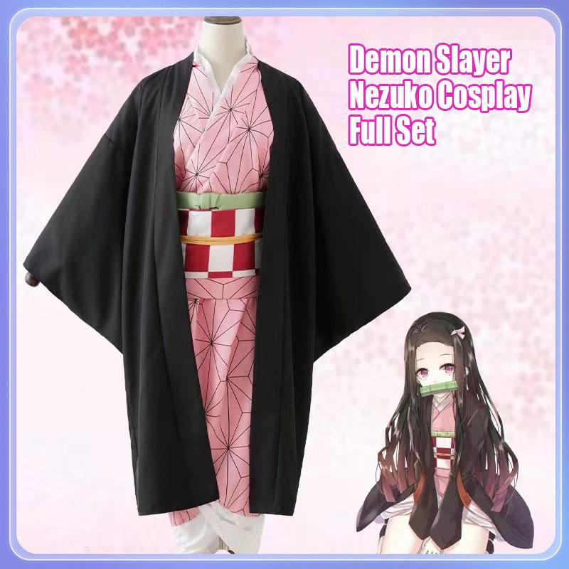 【Full Set】Demon Slayer Nezuko Costume Anime Kimetsu No Yaiba - TikTok ...