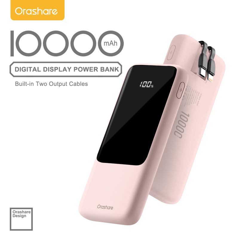 Orashare OH10 Power Bank 10000mAh Dengan Kabel Bawaan Lightning / Kabel ...