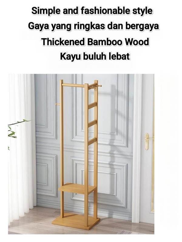 Rak Pakaian Viral Kayu Buluh untuk Topi dan Pakaian Bamboo Wooden ...