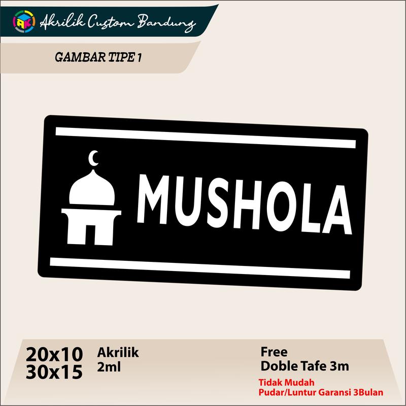 Akrilik Hitam Signage Mushola Tipe 1 Acrylic Sign Board Sticker - Shop ...
