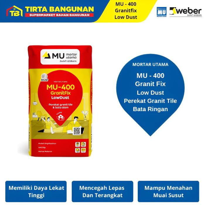 Jual MU N Petak MU-400 GranitFix LOW DUST Perekat Granit Tile dan Batu ...