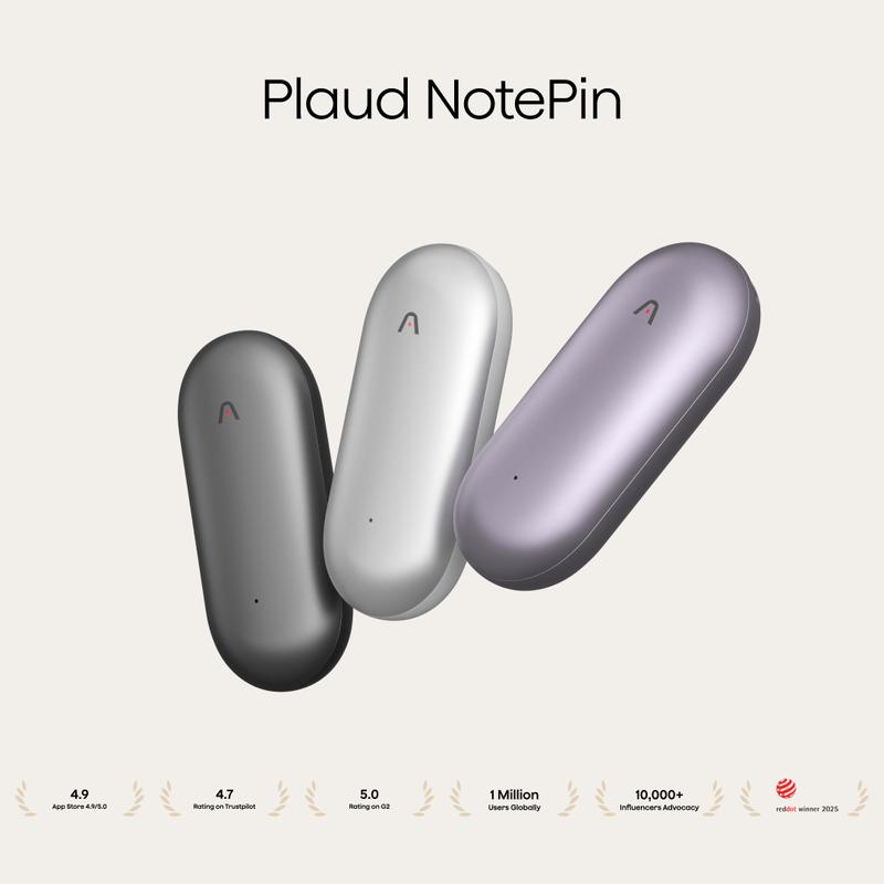 PLAUD NotePin Voice Recorder, Transcribe & Summarize Support 112 ...