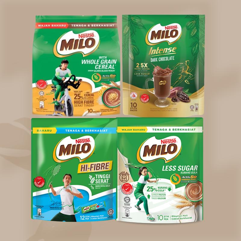 Nestle Milo Less Sugar/WholeGrain/Hi-Fibre/IntenseDarkChocolate ...