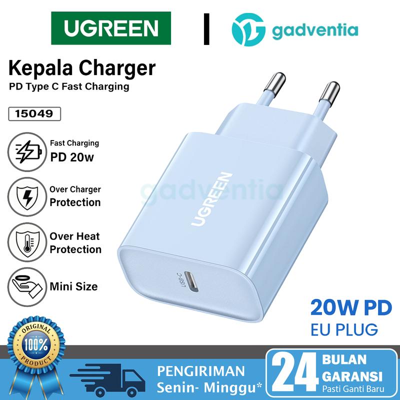 UGREEN Wall Adaptor Kepala Charger Casan iPhone 11 12 13 14 Promax ...