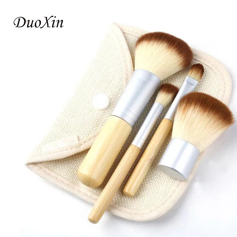 4 natural bamboo makeup brushes portable bamboo handle makeu - TikTok ...