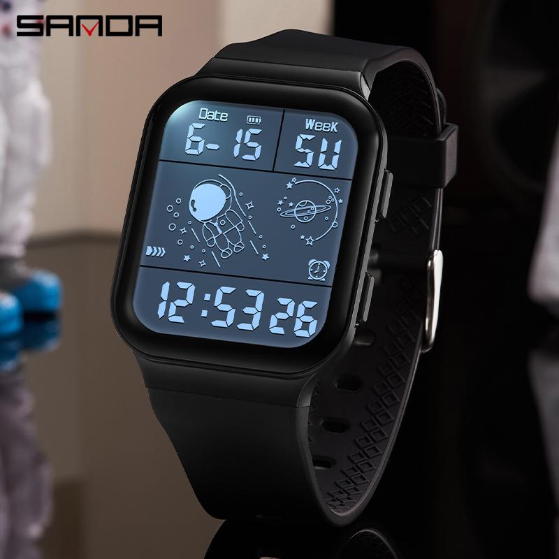 6052 SANDA Fitness Astronaut Sports Square Quartz Waterproof - TikTok ...