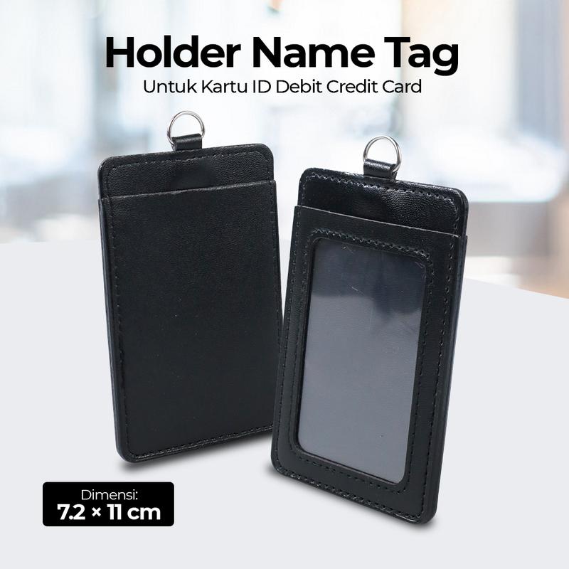 Holder Name Tag Kartu ID Card Debit Credit Kulit Sintetis - Shop ...