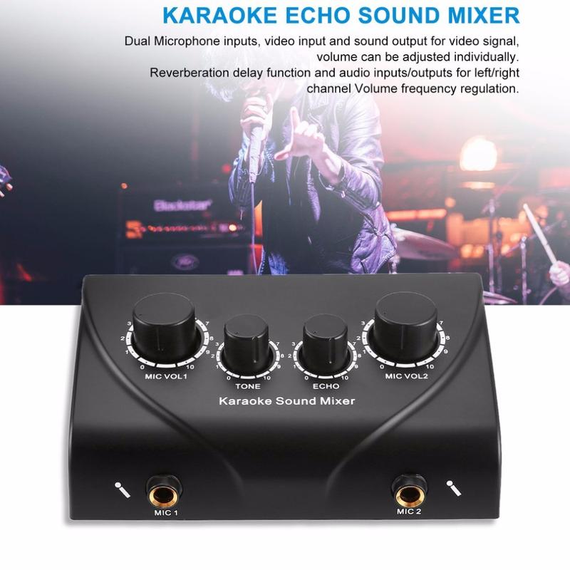 Portable Dual Mic Inputs Audio Sound Mixer For Amplifier & Microphone ...