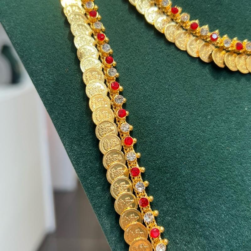 Kaasu Malai White Red | Coin Size 0.8cm | Gold Plated | Not 916 ...