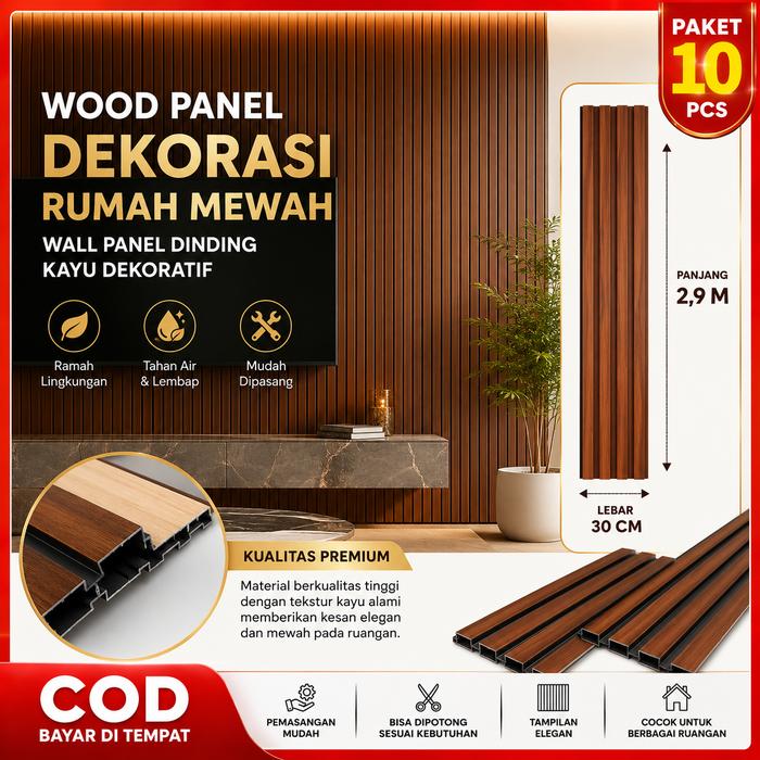 Promo PAKET 10 PCS - Wood panel Dekorasi Rumah Mewah Wall Panel Dinding ...