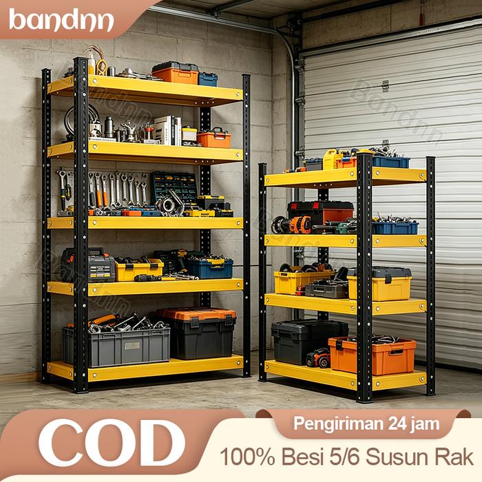 Promo UPSEN 100% BESI Rak Besi Susun 120*50*200CM Rak besi siku 5 susun ...