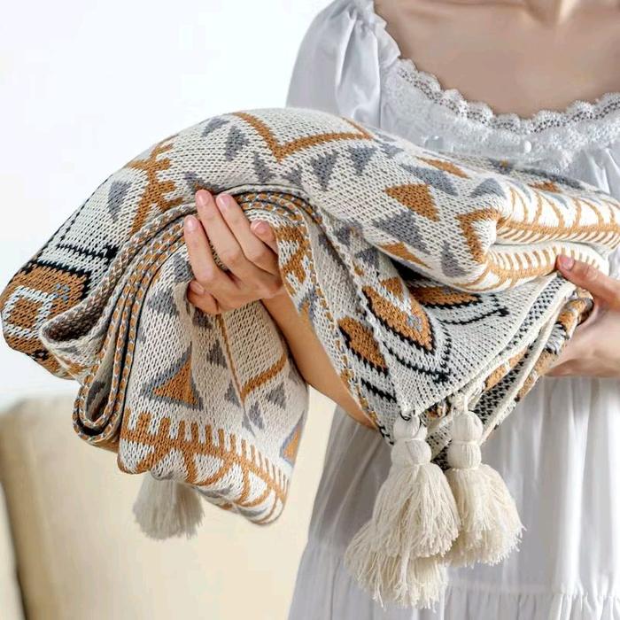Jual selimut rajut Bohemian selimut sofa aesthetic Bohemia soft wool ...