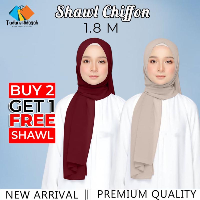 Shawl Heavy Chiffon Premium (Buy 2 Get 1 Free Shawl) - TikTok Shop Malaysia