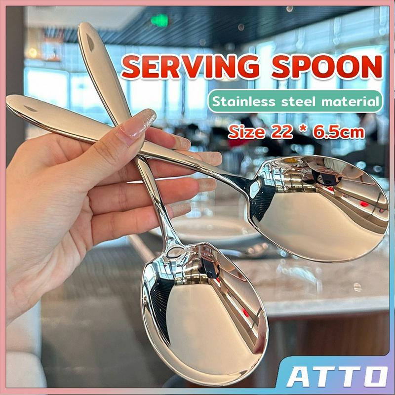ATTO Large Size Stainless Steel Soup Spoon Public Sharing Spoon ...