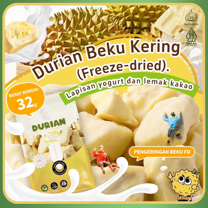 【Luckymore】HALAL Durian Beku Kering Berlapis Susu 32gr, Durian, Buah ...