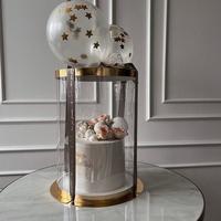 Jual D50 Cm Cake Box Tinggi Kue Tart Mika Bening Bulat +Tatakan 2 in 1 ...