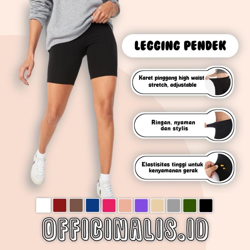 Legging Pendek Wanita Santai Mini Polos Hitam Putih Legging Nyaman ...