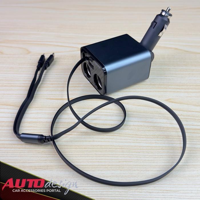 Charger Mobil 4in1 60Watt Retracable Charger Fast Charging Multifungsi ...