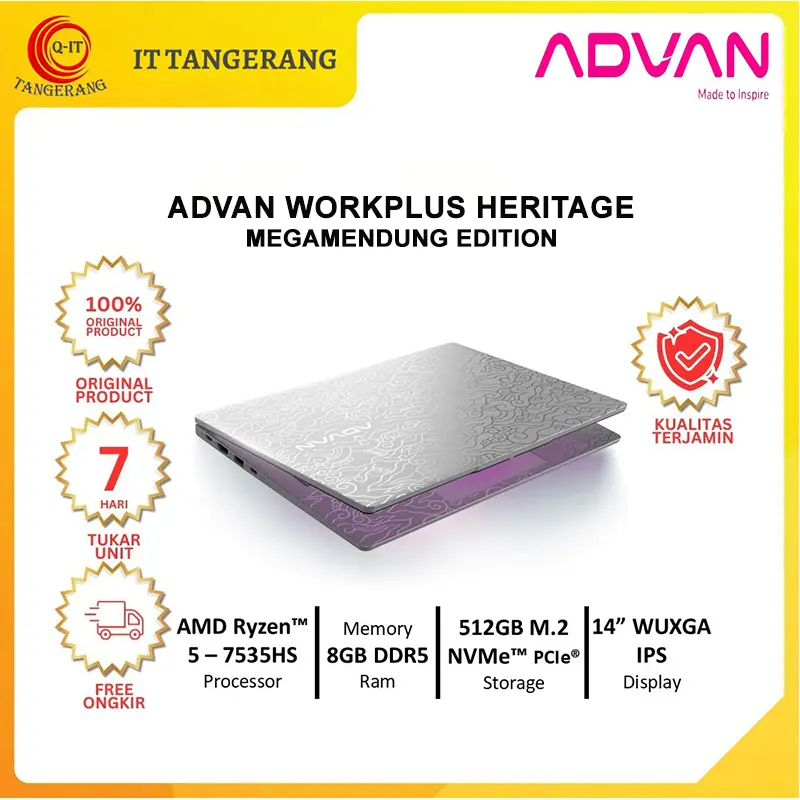 ADVAN WORKPLUS HERITAGE RYZEN 5 7535HS 8GB 512GB 14" WUXGA W11 - Shop ...