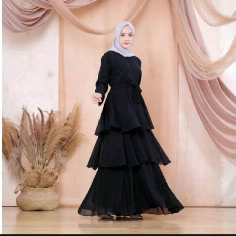 Zahira Dress 3 layer/Dress material crinkle air flow premium/Gamis ...