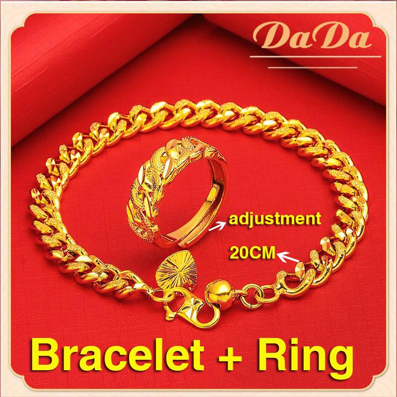 gelang emas titanium ori cop 916 original malaysia bracelet men's ...