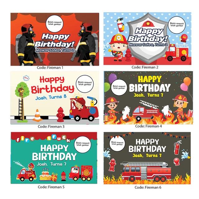 Fireman - Print Banner Birthday / Hari Jadi Murah Harga Kilang - TikTok ...