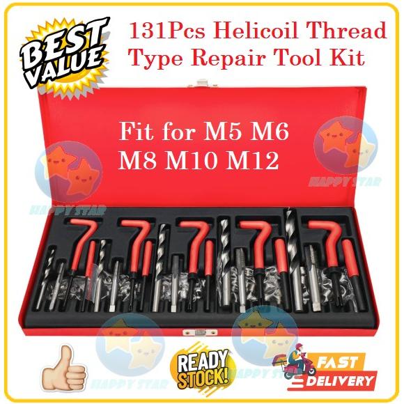 88PCS 131PCS Set Metric M5 M6 M8 M10 M12 Stripped Thread Rethread ...