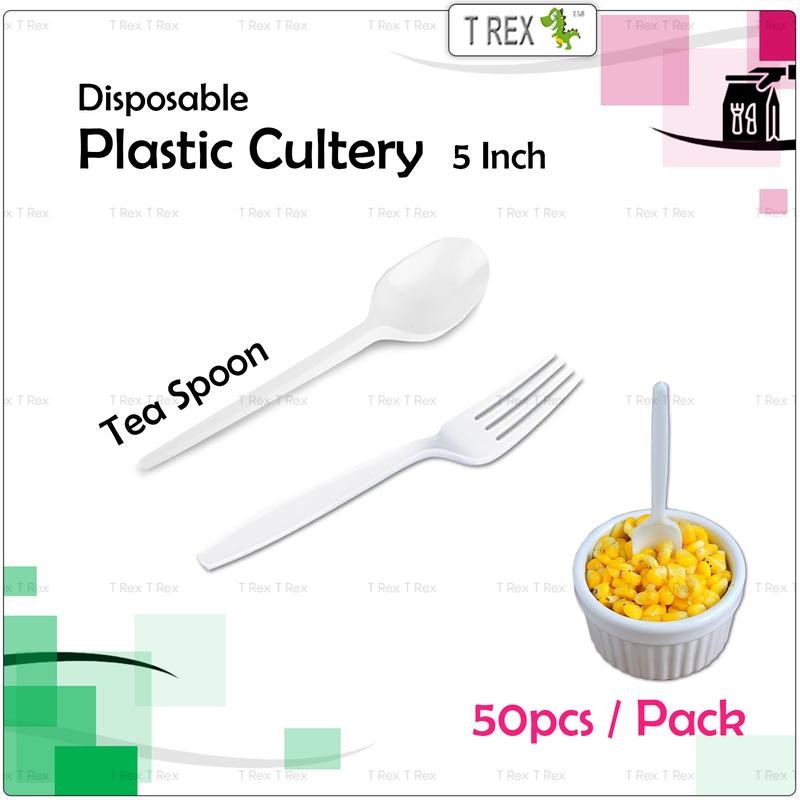 [ECON] 50pcs Disposable Plastic Tea Spoon & Plastic Fork - 5 - TikTok ...