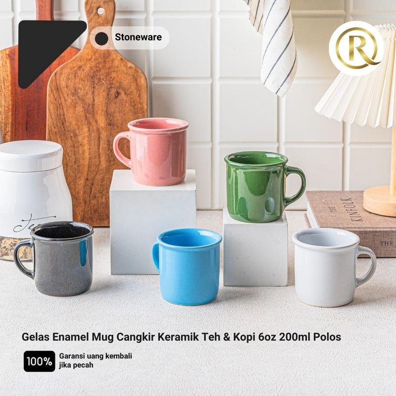 Gelas Enamel Mug Cangkir Keramik Teh & Kopi 6oz 200ml Polos - Shop ...