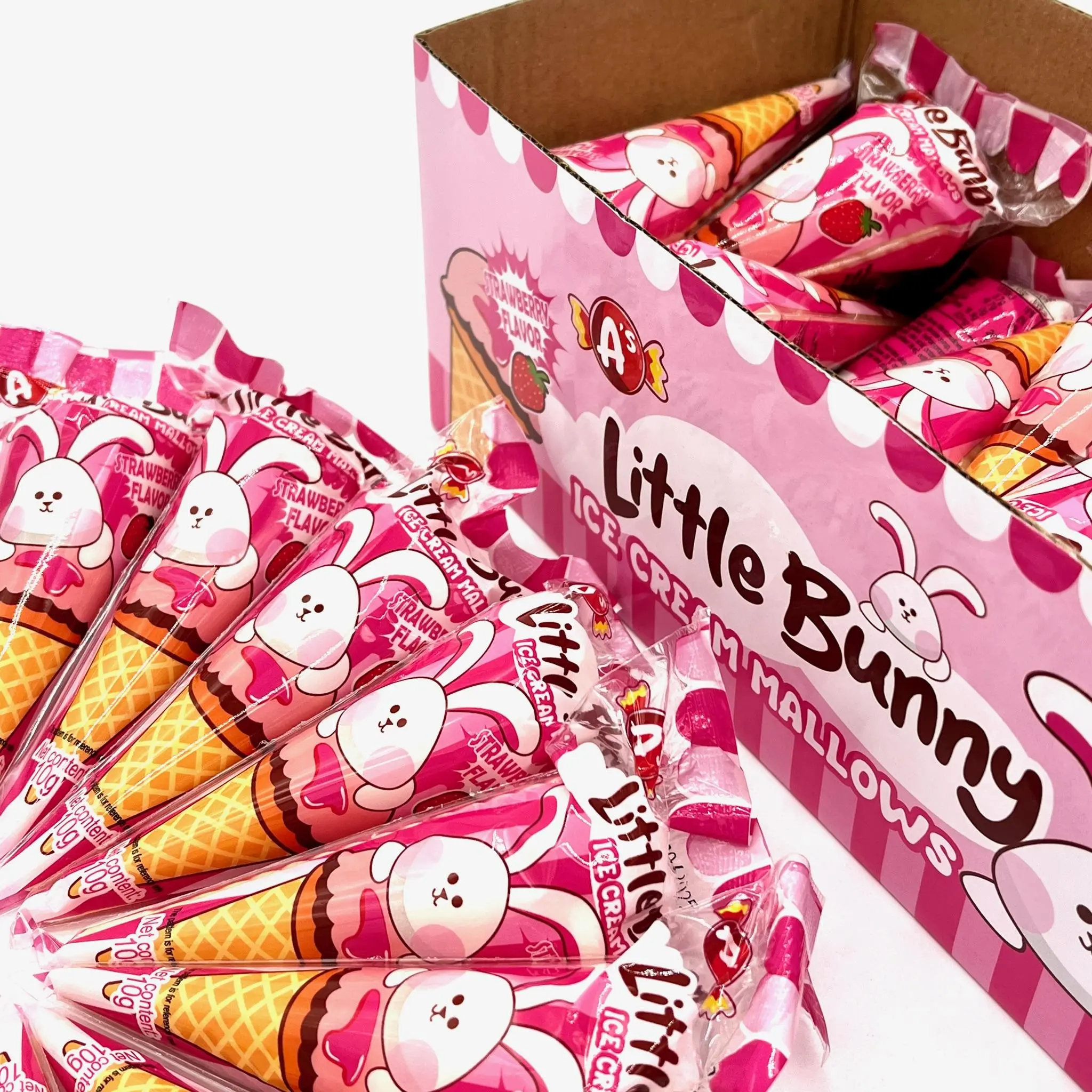 【COD】30pcs/box A's Little Bunny Ice Cream Shape Mallows with Wafer ...