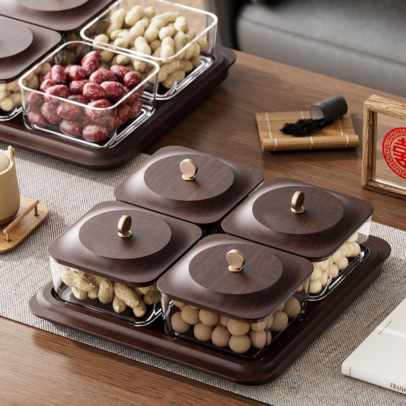 Nehem - Light luxury high-end wood grain dried fruit tray, home ...