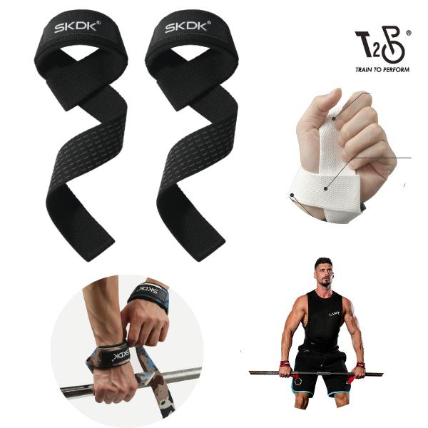 T2P SKDK Weight Lifting Straps Wrist Grips Deadlift with Neoprene ...
