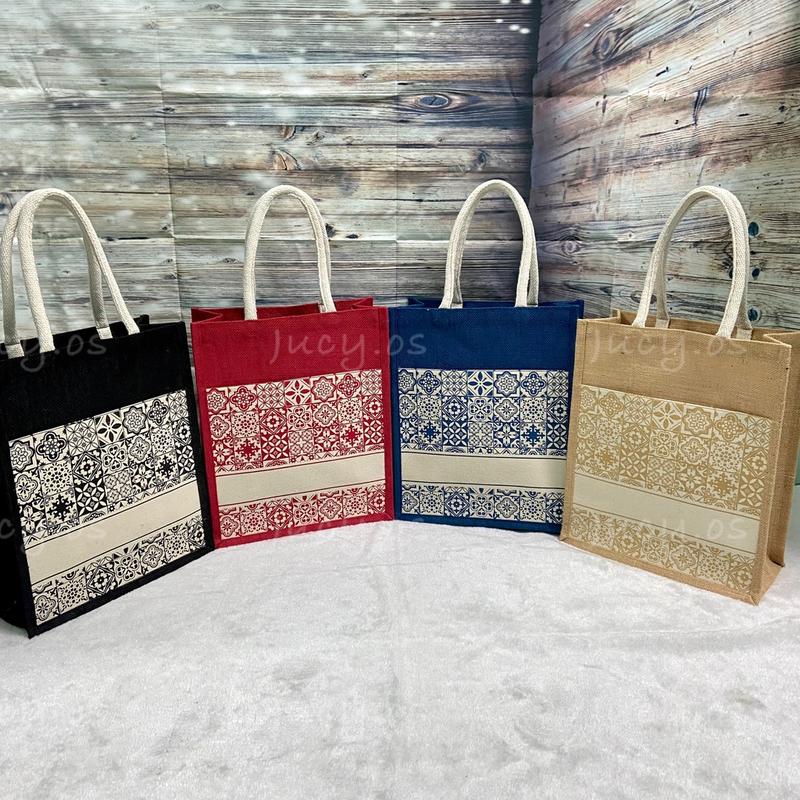 Jute Bag Medium A4 Size with Laminated Canvas Pocket Beg Jut - TikTok ...