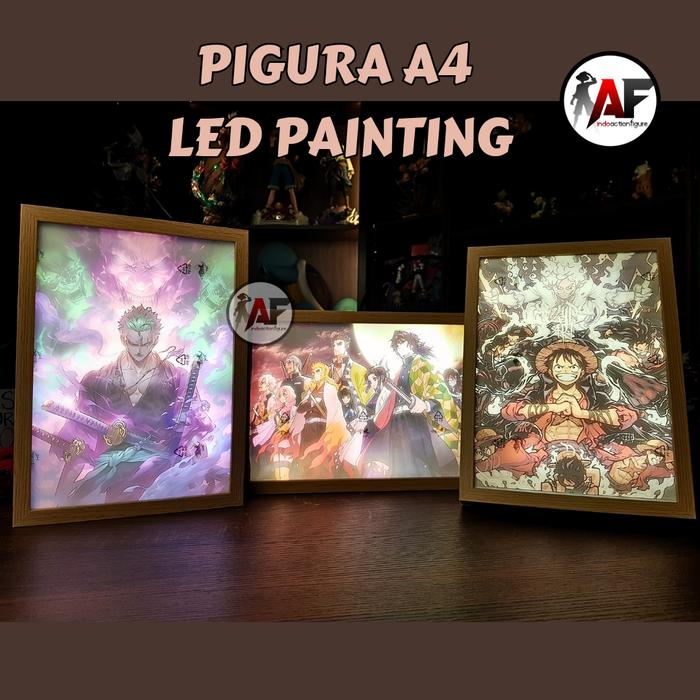 Jual Hiasan pajangan pigura LED bingkai frame anime one piece demon ...