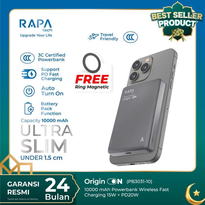 Promo RAPAtech Powerbank Origin On 10000 mAh/ 5000 mAh Wireless Fast ...