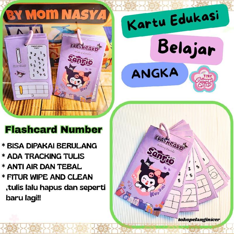 Kartu Edukasi Angka Kuromi Sanrio-Flashcard Angka Tracing Wipe & Clean ...