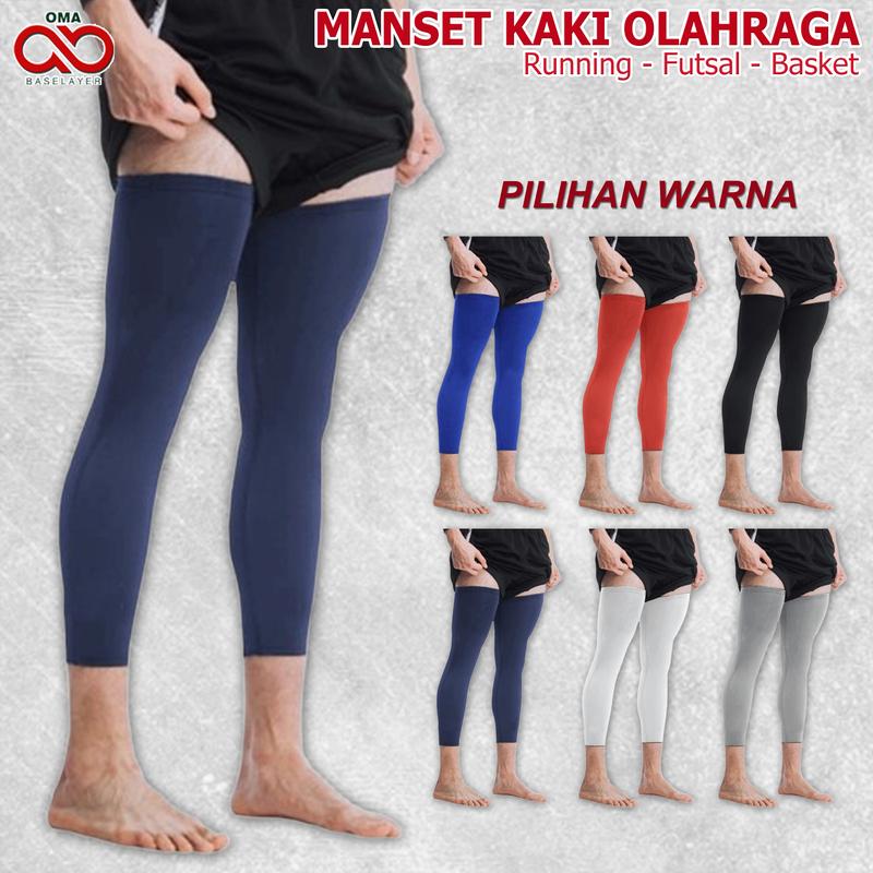 Deker Manset Kaki Olahraga Pria Wanita Panjang Running Futsal Basket ...