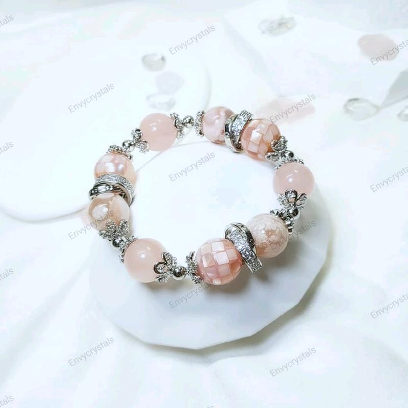 [Envy] Natural Crystal Bracelet Rose Quartz Shell Flower Agate - TikTok ...