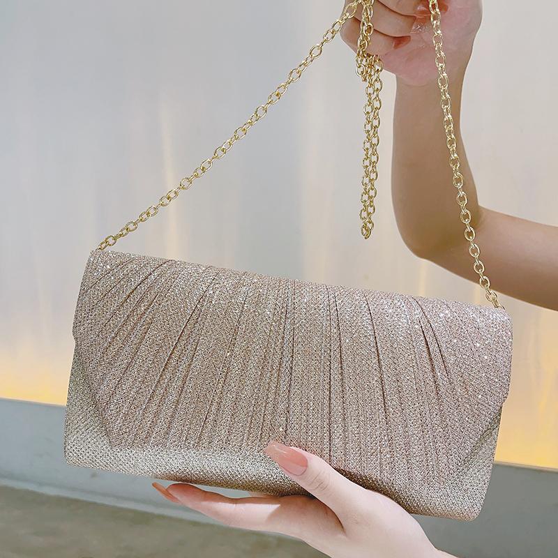 Chic Gold Pleated Envelope Clutch Bag 2025 New Arrival Women’s - TikTok ...