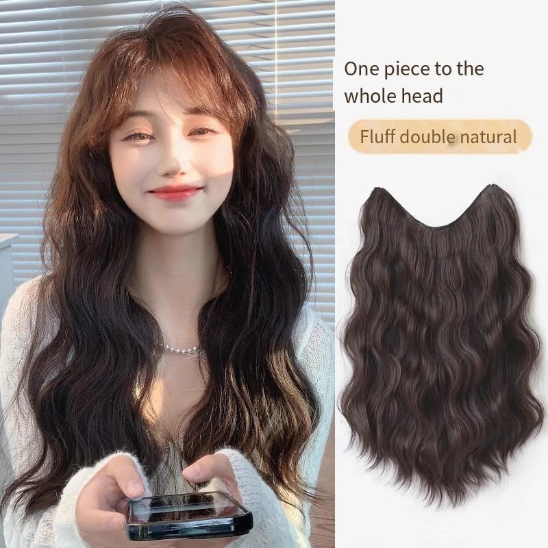 New Wig Women's Long Hair One-Piece Simulation U-Shaped Curl - TikTok ...