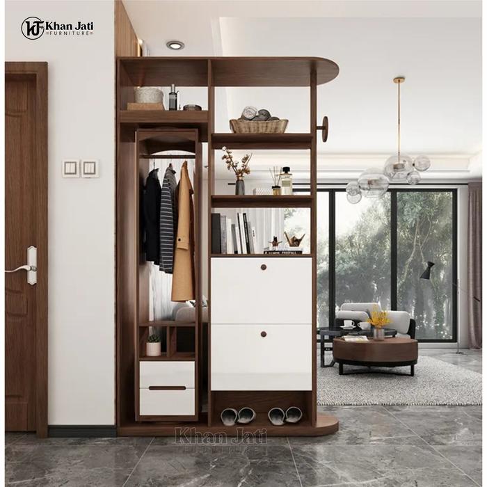 Jual Gantungan baju sekat ruangan mirror rotating - rak sepatu jati ...