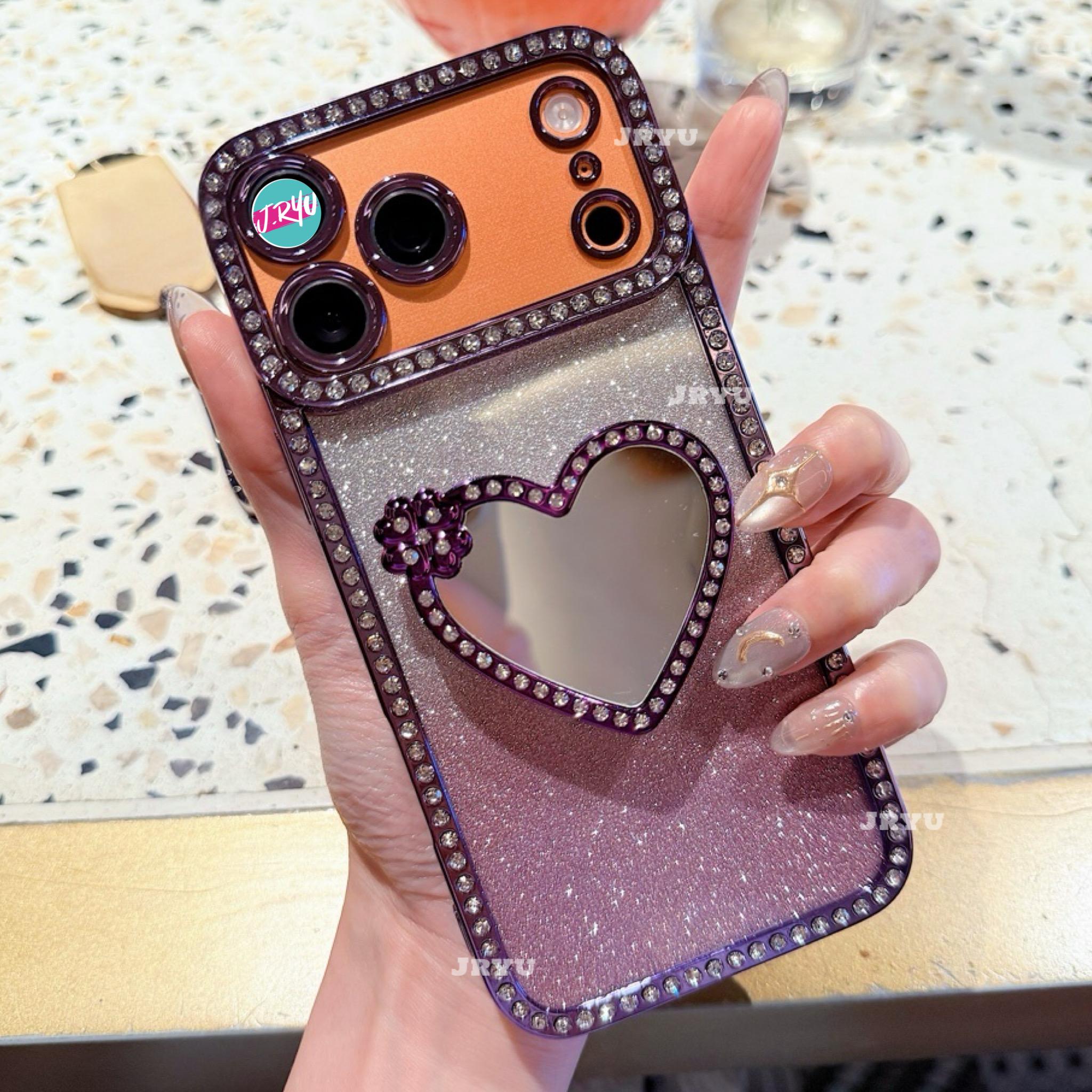 JRYU For INFINIX Heart Diamond Pop Stand With Mirror Softcase ...