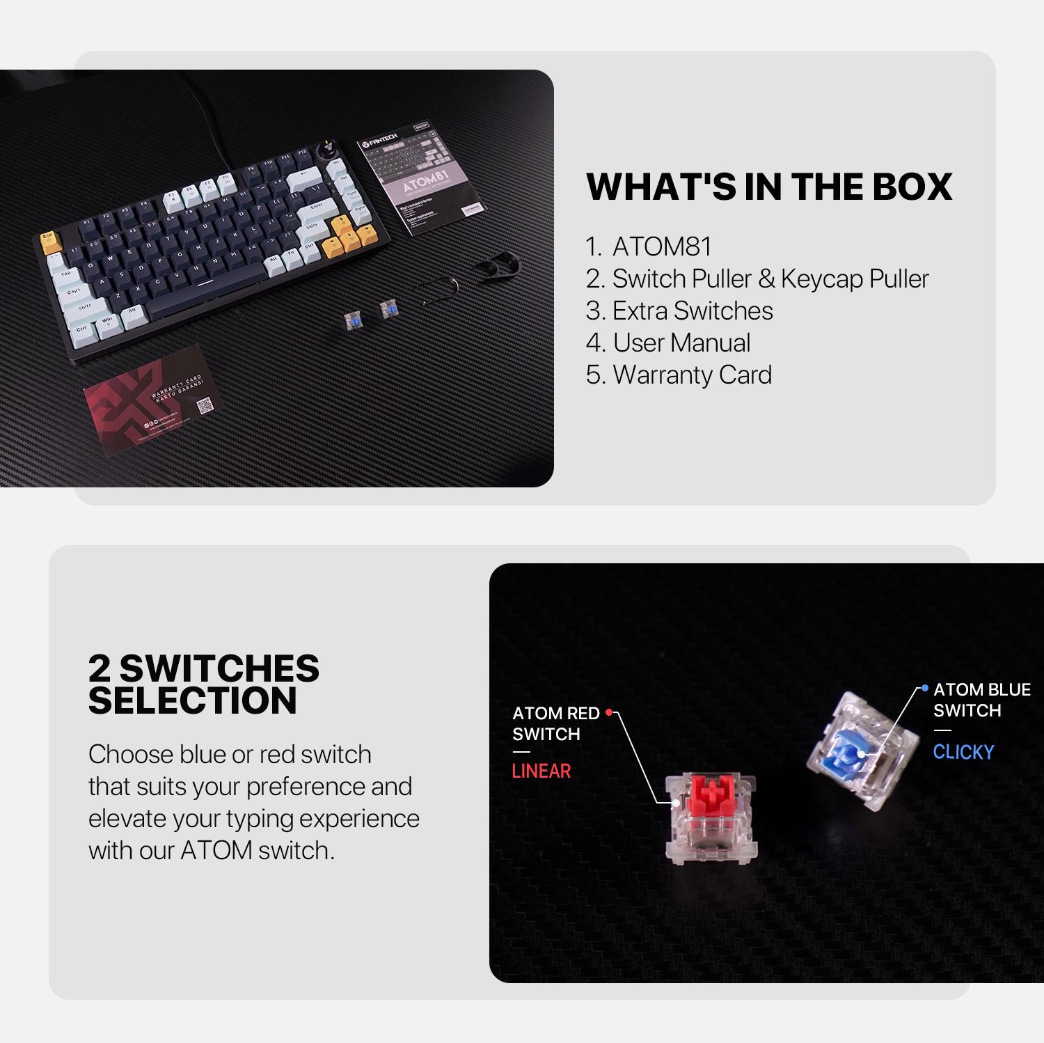 Fantech ATOM 63/81/96 MIZU EDITION Wired Mechanical Keyboard ...