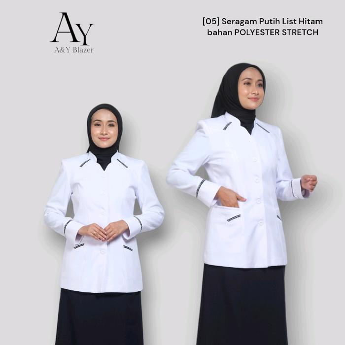 Promo [05] A&Y Blazer Baju Seragam PDH Guru / PNS Wanita Warna PUTIH ...