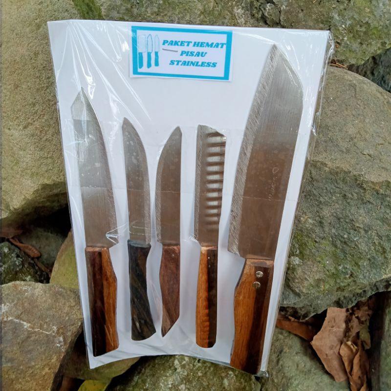 Pisau Set Lokal 5 Pcs Pisau Stainless| Paket hemat Pisau stainless ...